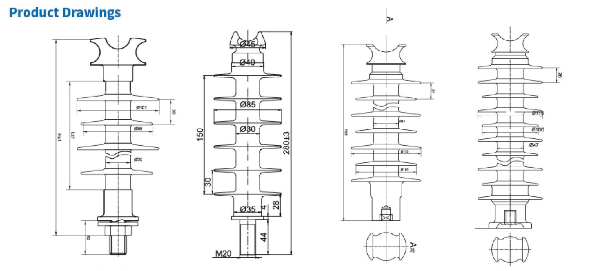 Composite Pin Insulators - Macro Stone